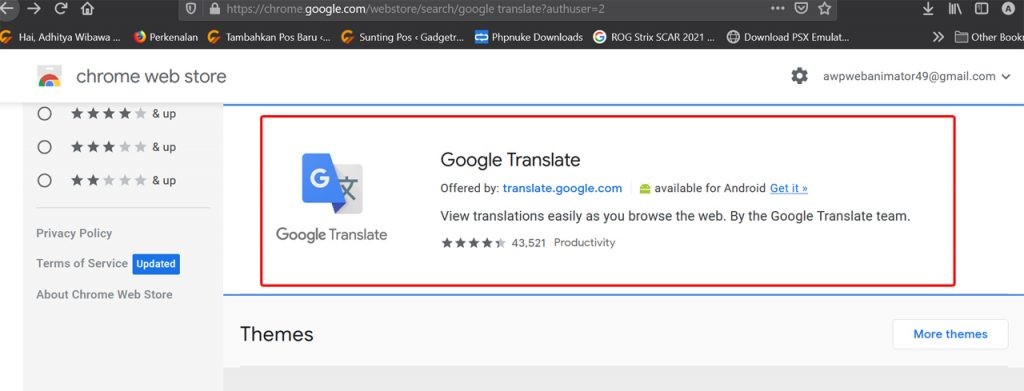 Cara Menggunakan Google Translate Extension di Google Chrome