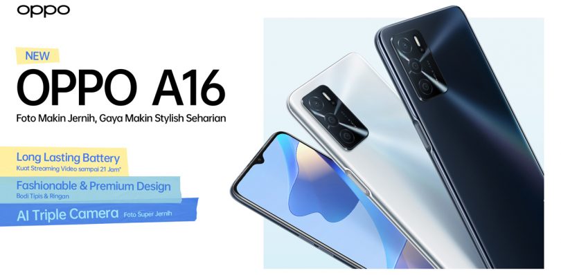 OPPO A16 Dirilis di Indonesia! Bawa Baterai 5.000mAh yang Tahan Lama