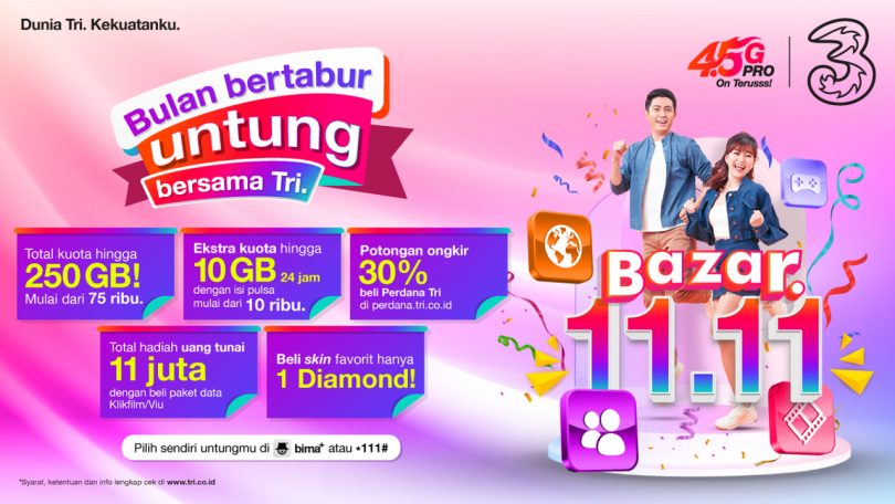 Tebar Promo! Bazaar 11.11 Tri Indonesia Resmi Digelar