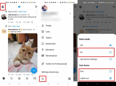 Cara Mengaktifkan Dark Mode Twitter Untuk Aplikasi dan Web