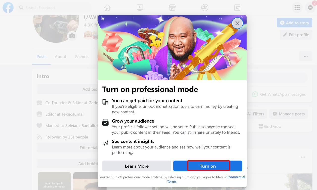 Cara Mengaktifkan Mode Profesional di Facebook Untuk Lihat Informasi Akun