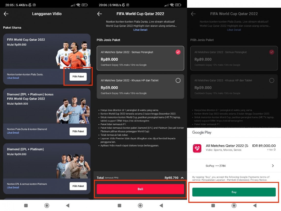 Cara Beli Paket Vidio Buat Tonton Piala Dunia 2022