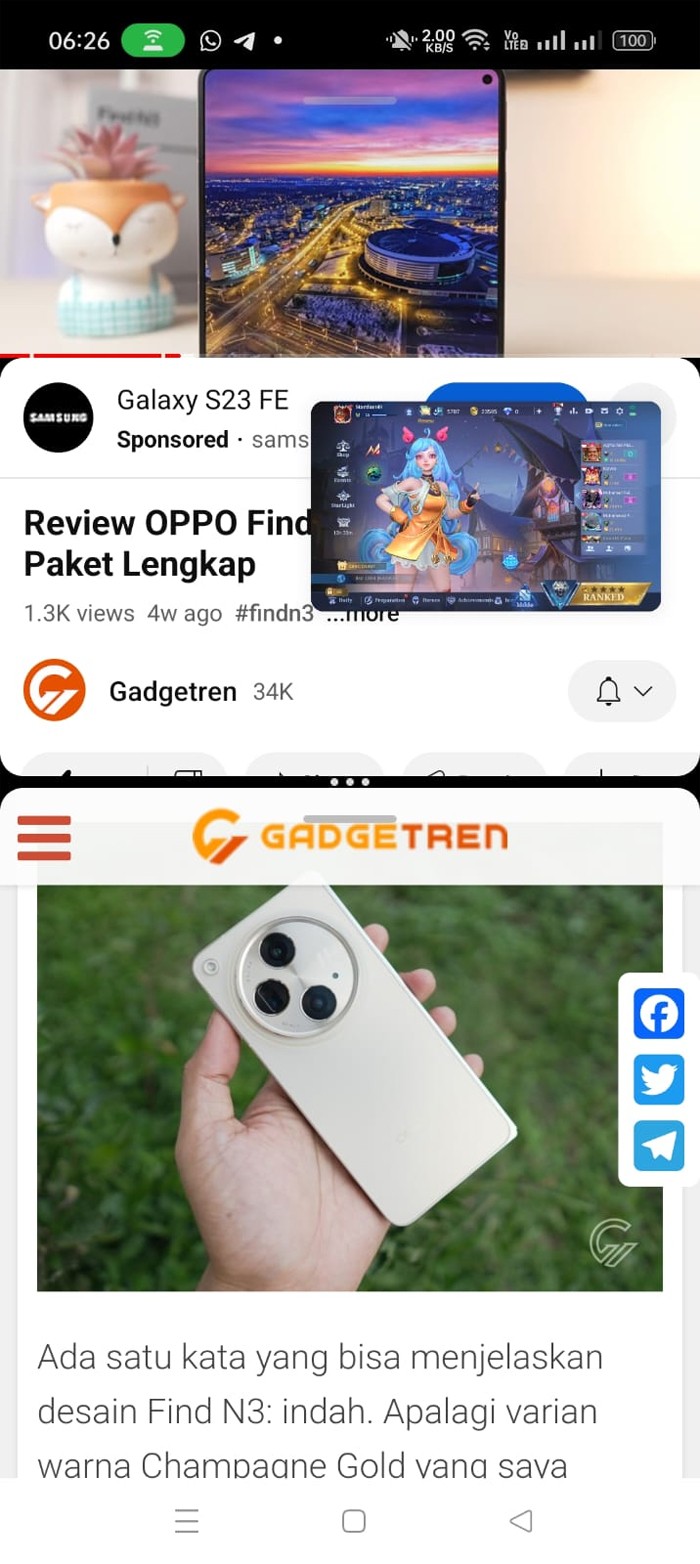 Ini Cara Multitasking di OPPO Reno10 Series 5G dengan Floating Window dan Split Screen