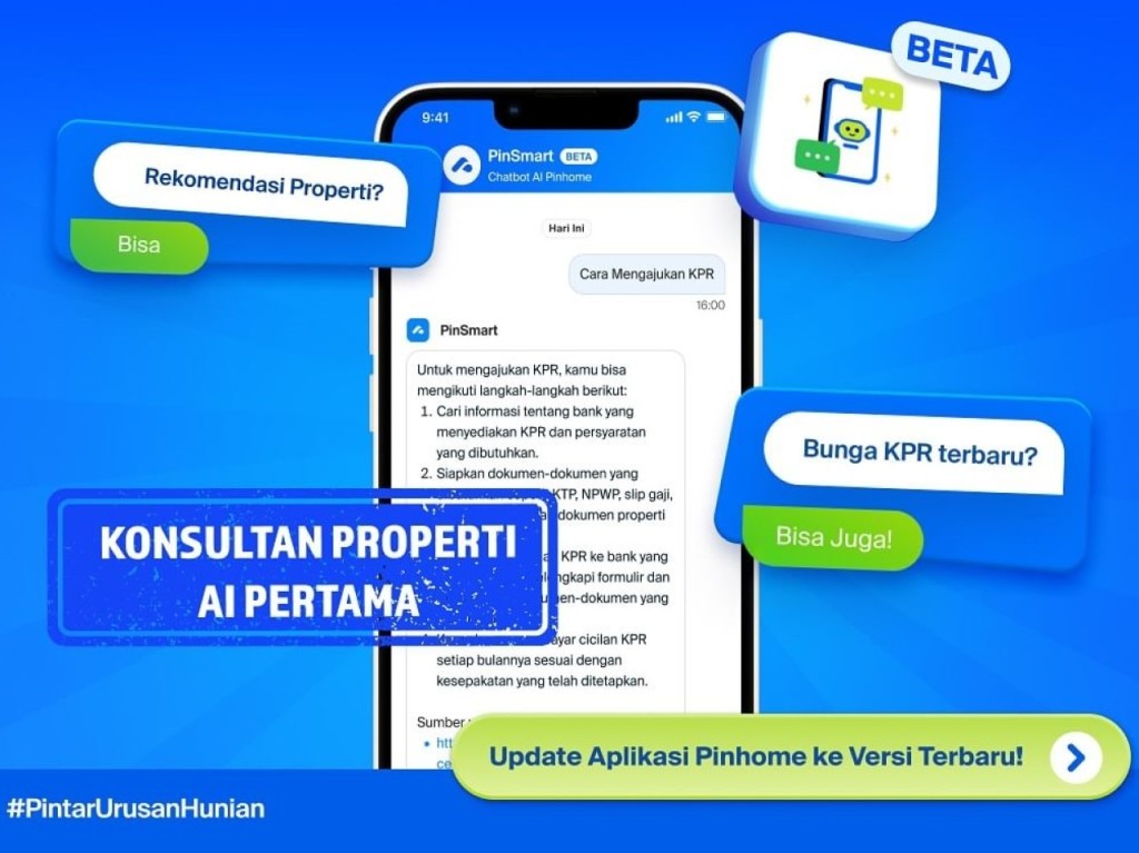 Aplikasi Pinhome Kini Hadir dengan Fitur ChatGPT, Bisa Tanya AI Soal Properti dan KPR Rumah