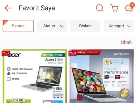 Cara Melihat Produk Favorit di Shopee Melalui HP dan Web