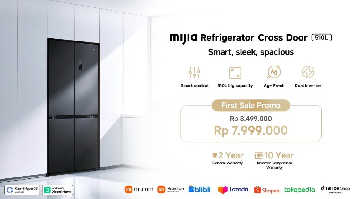 Xiaomi Rilis Mijia Refrigerator Cross Door 510L, Kulkas Modern yang ...